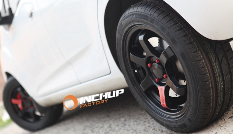 스파크휠교체 TE37 블랙 15인치휠 콘티넨탈 타이어 195 50R 15 장착/인치업팩토리 : 네이버 블로그