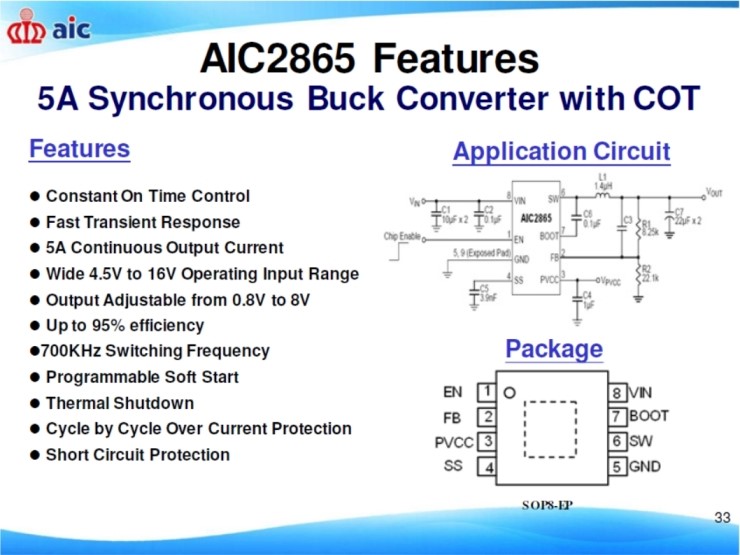 AIC2865 - 5A 16V 700KHz Step-Down (Buck) DC/DC Converter with COT : 네이버 블로그