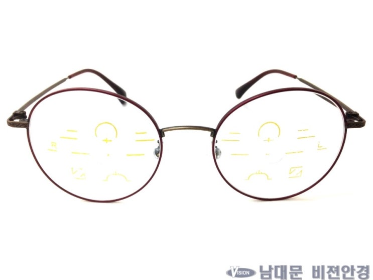 크루세이드 4521 03 와인 앤티크 메탈안경에 칼자이스 초이스 누진다초점렌즈 도수넣기 안산 사동 서울 남대문 비젼 안경원