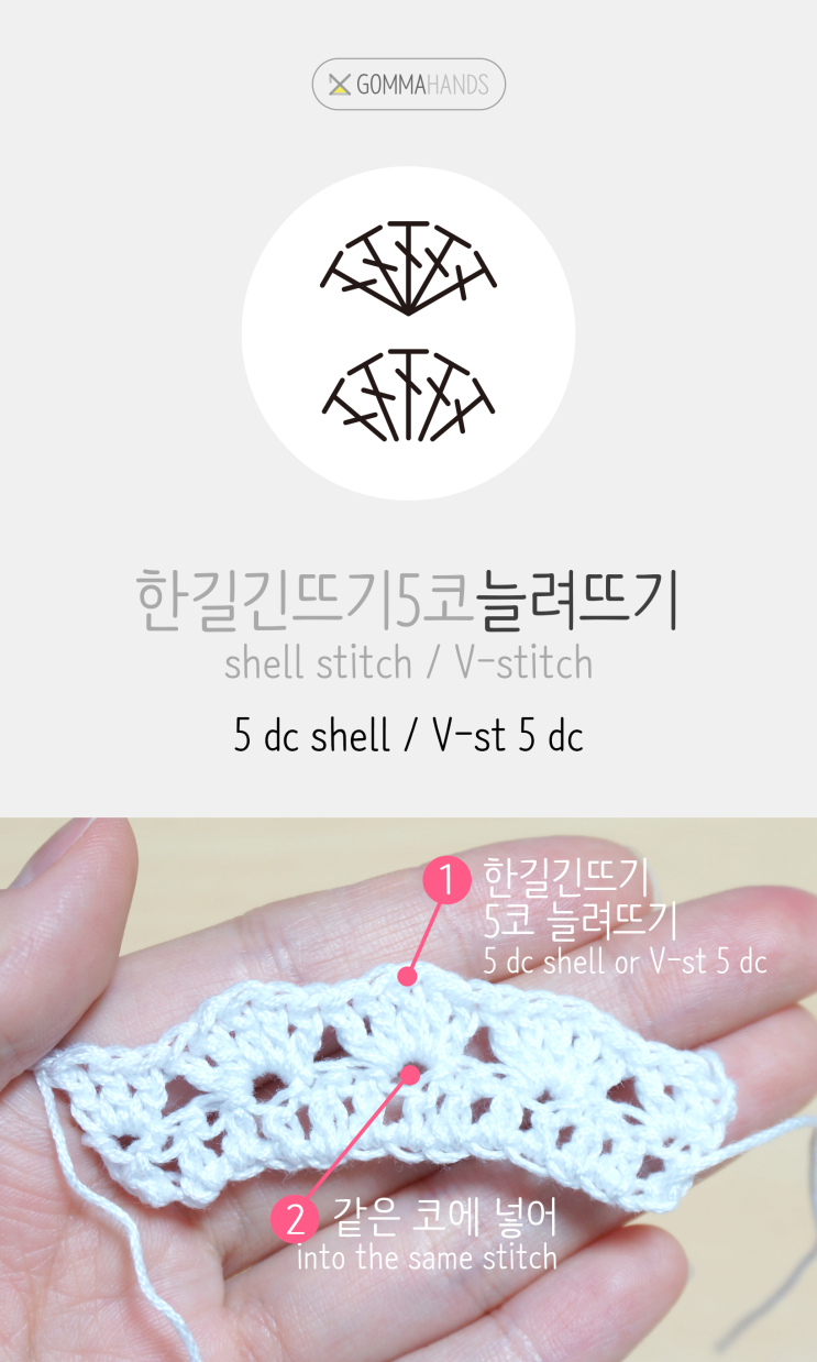 [코바늘 기초]#9 늘려뜨기/shell stitch or v-stitch : 네이버 블로그