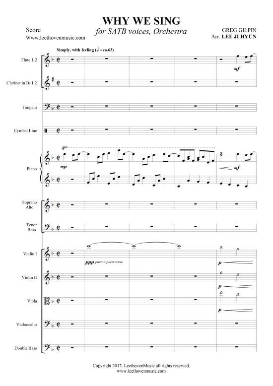 우리가 노래하는 이유 Why We Sing(Greg Gilpin) 혼성4부 합창+오케스트라 악보 : 네이버 블로그