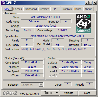[CPUZ] AMD Athlon 64 X2 Dual Core 5000+ Brisbane : 네이버 블로그