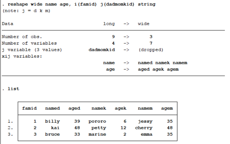 Stata – Data Management (데이터 관리): Long 데이터 구조를 Wide 데이터 구조로 바꾸기_reshape ...