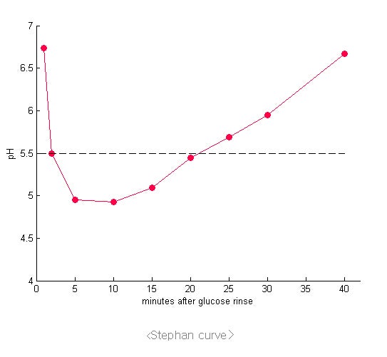 식후 양치질을 해야 하는 이유, Stephan curve 그래프 : 네이버 블로그