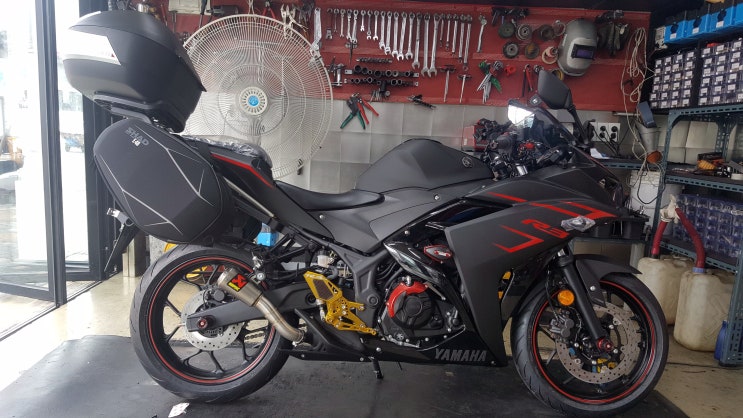 야마하 Yzf R3 Abs 아크라포빅 머플러 Xrt 튜닝파츠 Dmv 빽스텝 엔진가드 샤드 사이드백 샤드 리어백
