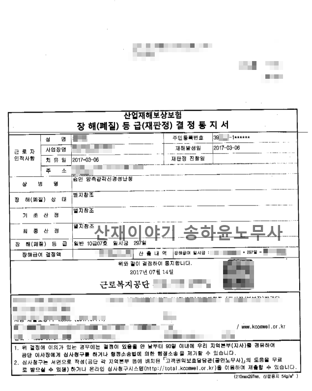 광산 퇴직후 건설현장 착암공 근로자 소음성 난청 산재 장해 승인 사례 네이버 블로그