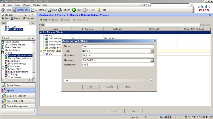 [ASDM] Object / Object-Group / Access-list / ASA Packet-Tracer / Time ...