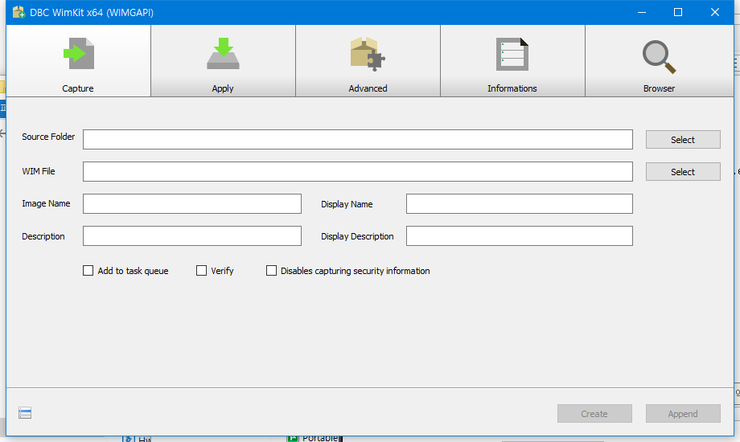 Wim파일 관리프로그램 무설치 포터블 다운 (DBC WimKit WIMGAPI / DISM GUI / Wimtool x84 ...