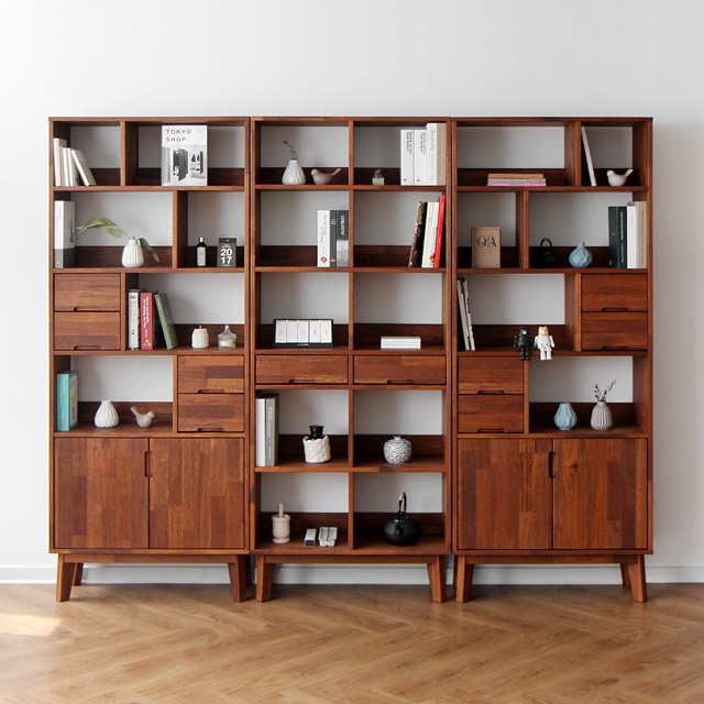 깊은 색감의 고급스러운 서재 원목 오픈 책장 : 네이버 블로그