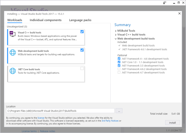 Visual Studio 설치 없이 빌드 환경 구성 - Visual Studio 2017용 Build Tools : 네이버 블로그