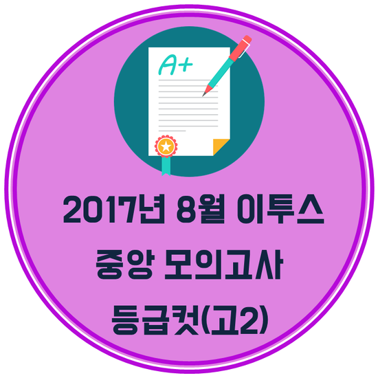 부천 독학재수학원 이투스 247 2017년 8월 이투스 중앙 모의고사 등급컷 고2 네이버 블로그