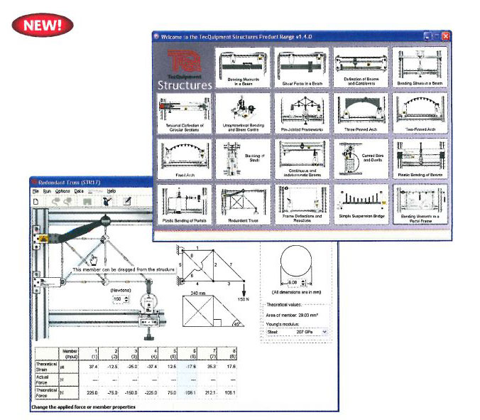구조역학 시뮬레이션 소프트웨어/ STRUCTURES SOFTWARE, STRS 기계공학실험실습장비 TQ ( TecQuipment ...