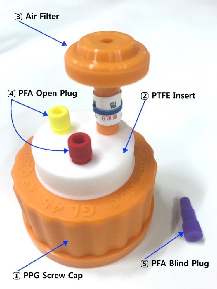 [엔바이오랩]-Safety Bottle Cap / 안전캡 / 새롭게 출시한 안전캡 / HPLC 이동상 Bottle Safety ...