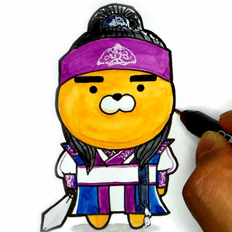 화랑 라이언 그리기 카카오프렌즈 라이언 캐릭터 손그림 그리기 카톡 그리기 네이버 블로그
