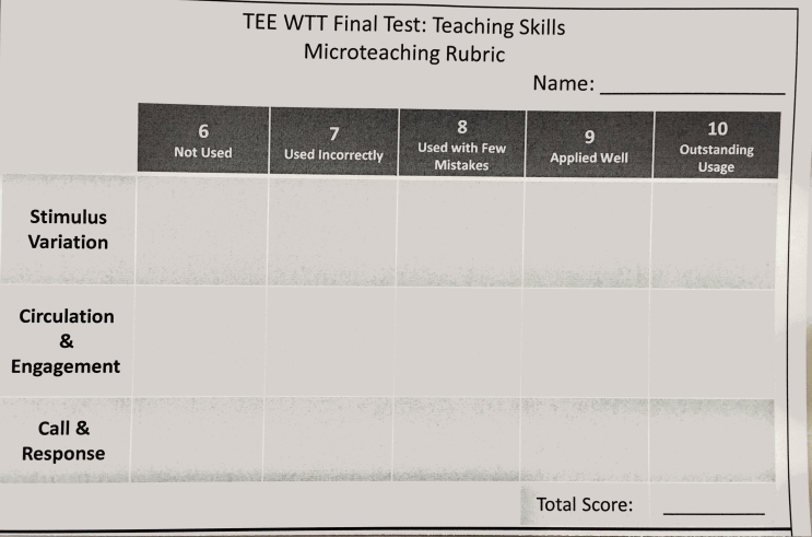 [TEE Day9] Teaching Skills - Microteaching Rubric[수업 실연 평가표] : 네이버 블로그