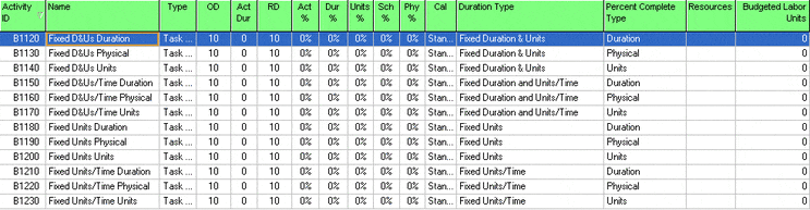 [P6자원관리] 27. Duration Type과 % Complete Type에 따른 변화 : 네이버 블로그