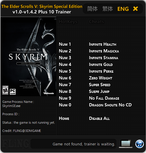 엘더 스크롤 5 : 스카이림 스페셜 에디션 트레이너 - The Elder Scrolls V Skyrim Special ...