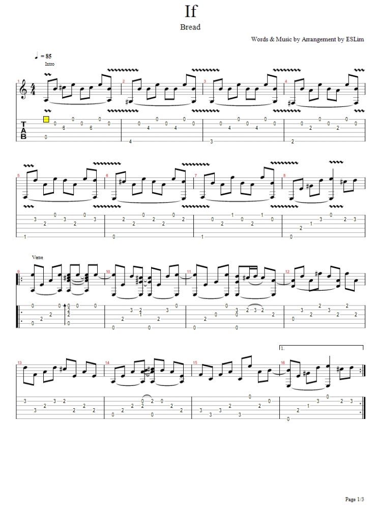 if - bread 기타프로 악보 : 네이버 블로그