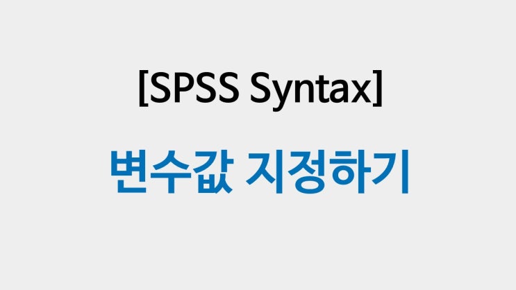 [SPSS syntax] 변수 값 지정하기 : 네이버 블로그