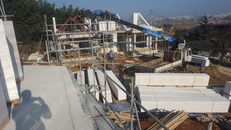 ALC 주택 시공기 전북 황토 지반 전원주택 2채 ④ : 지붕 ALC 판넬 시공 : 네이버 블로그