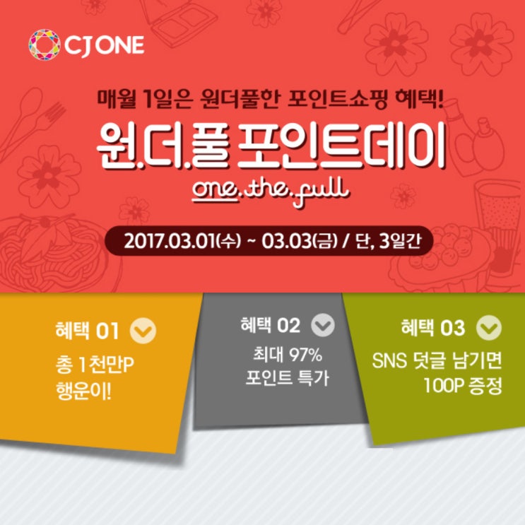 CJONE 원더풀포인트데이 3월의 행사 내용을 알아보자. : 네이버 블로그