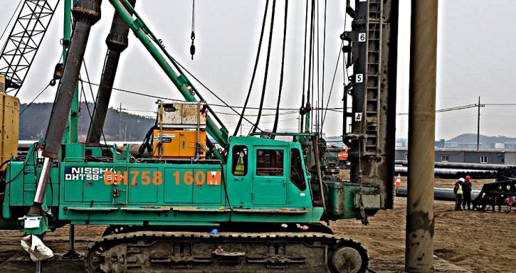 항타기 파일시공 파일항타 DH758 DH718K DH658 크레인 임대 : 네이버 블로그