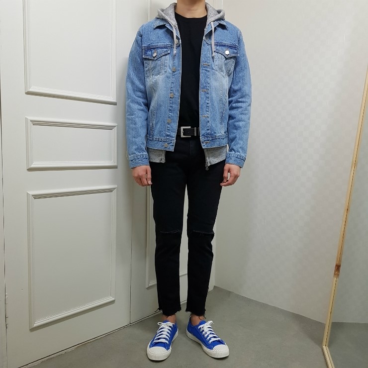 남자 청자켓 코디후드집업블랙진 밑단컷팅진컨버스 스니커즈 유뱅의 데일리룩 블로그 네이버 블로그