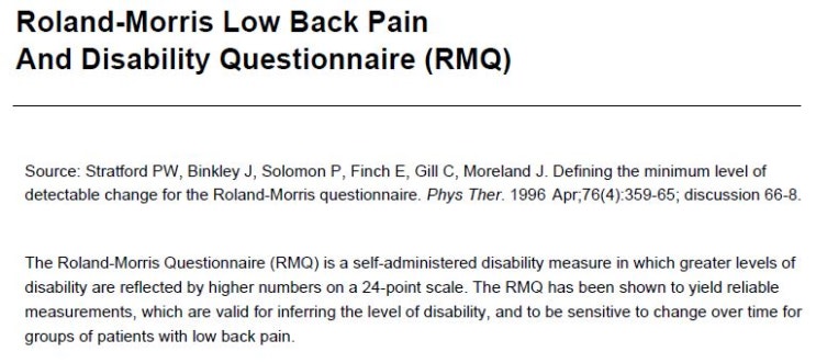 [진단/평가] The Roland-Morris Disability Questionnaire (RMQ/RDQ) : 네이버 블로그