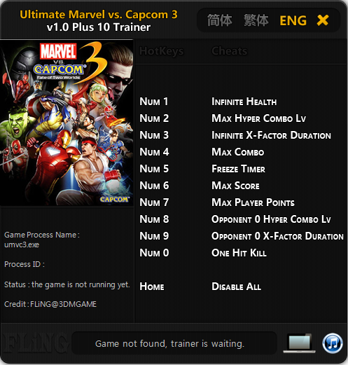 얼티메이트 마벨 VS 캡콤 3 트레이너 - Ultimate Marvel vs Capcom 3 v1.0 +10 Trainer ...