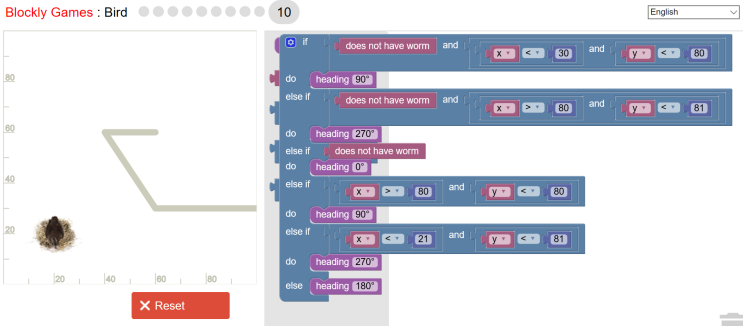 Blockly Bird 10단계(and - and) : 네이버 블로그