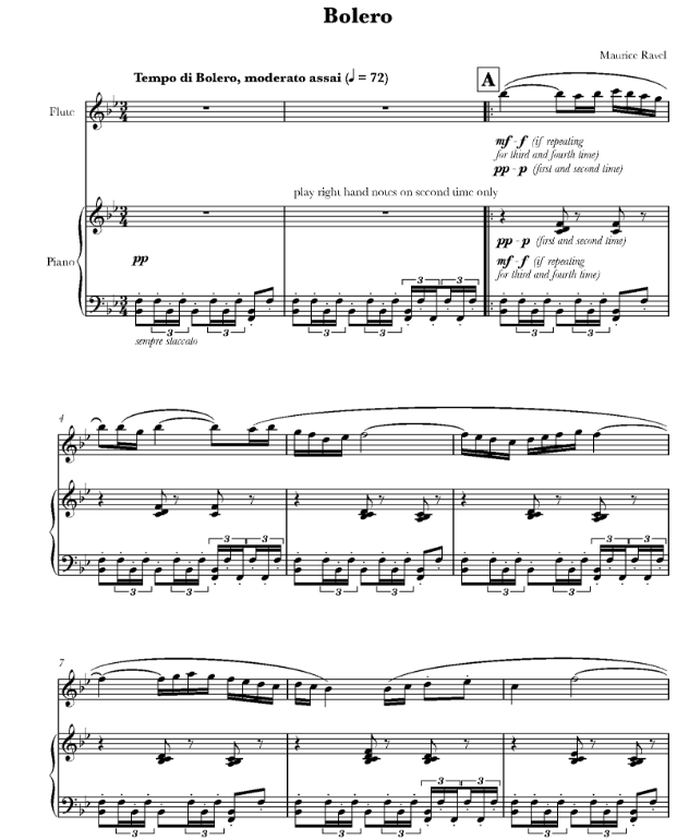 Ravel - Bolero (Full Version) sheet music for Flute : 네이버 블로그