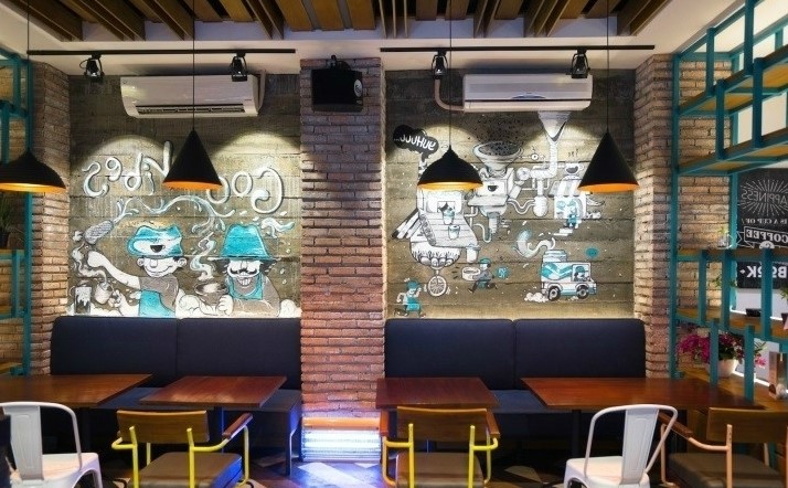 예쁜 카페 인테리어, 벽화로 포인트 연출하기! : 네이버 블로그