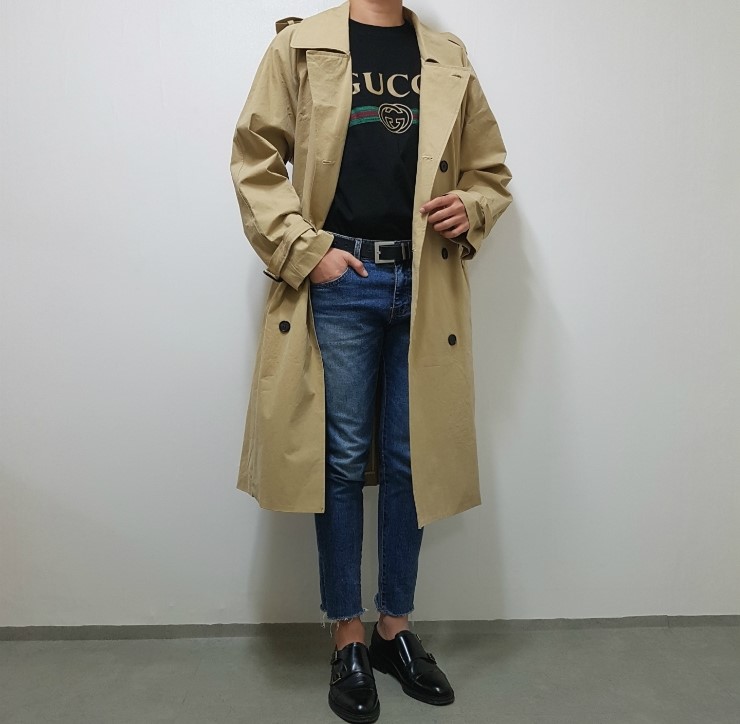 남자 트렌치코트 코디구찌 반팔티벨트컷팅진더블콩크스트랩 유뱅의 데일리룩 블로그 네이버 블로그