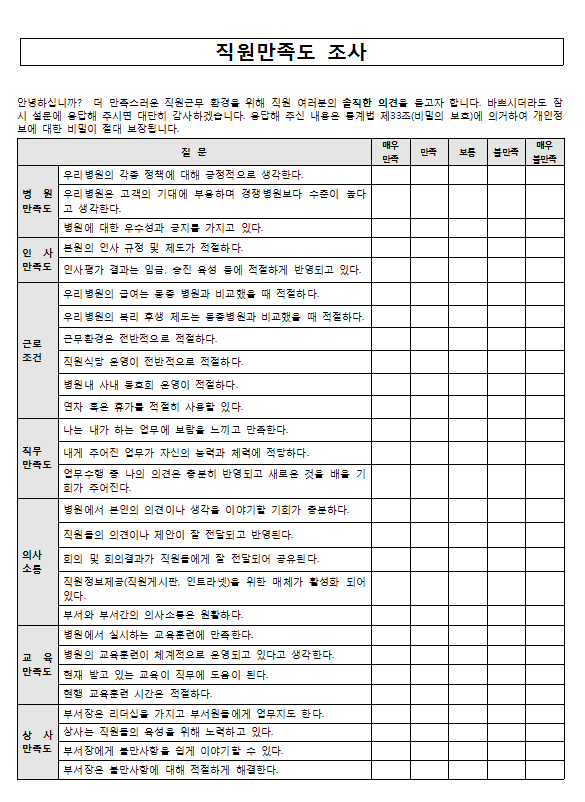 의료기관 인증 병원 직원 만족도 조사 실시 네이버 블로그