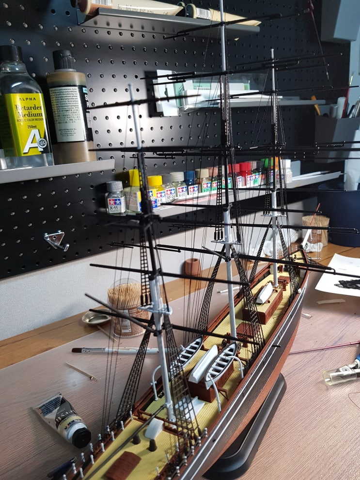 1/150 커티샥 범선 조립기 5부(리깅) : 네이버 블로그