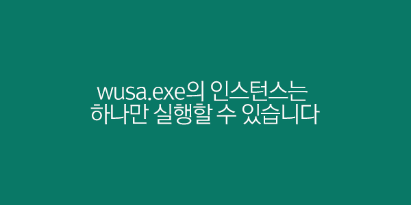 wusa.exe의 인스턴스는 하나만 실행할 수 있습니다 : 네이버 블로그