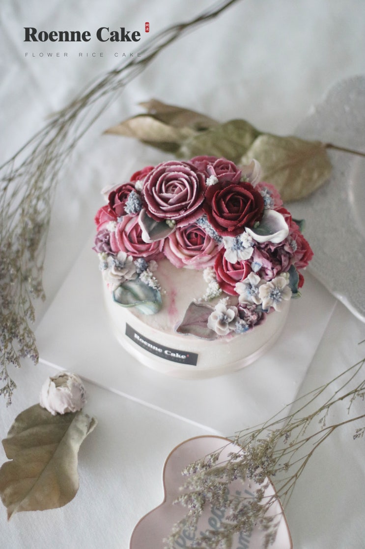 Daily Cake 붉은레드 빛의 화사한 앙금플라워떡케이크 결혼기념일빼빼로데이부모님 By수원분당동탄안산 로엔느