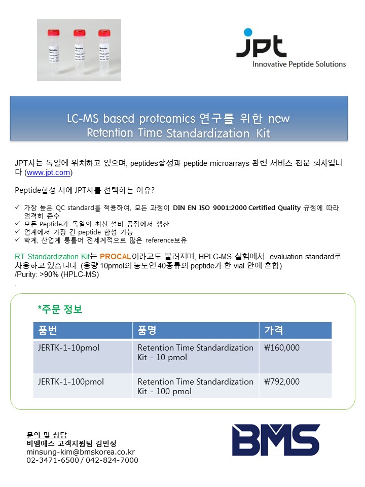 [JPT]LC-MS based proteomics 연구를 위한 새로운 RT Standardization Kit가 출시 : 네이버 블로그