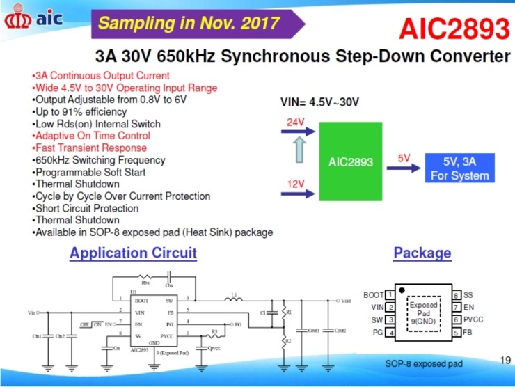 AIC2893 - 3A 30V 650KHz Synchronous Step-Down Converter : 네이버 블로그
