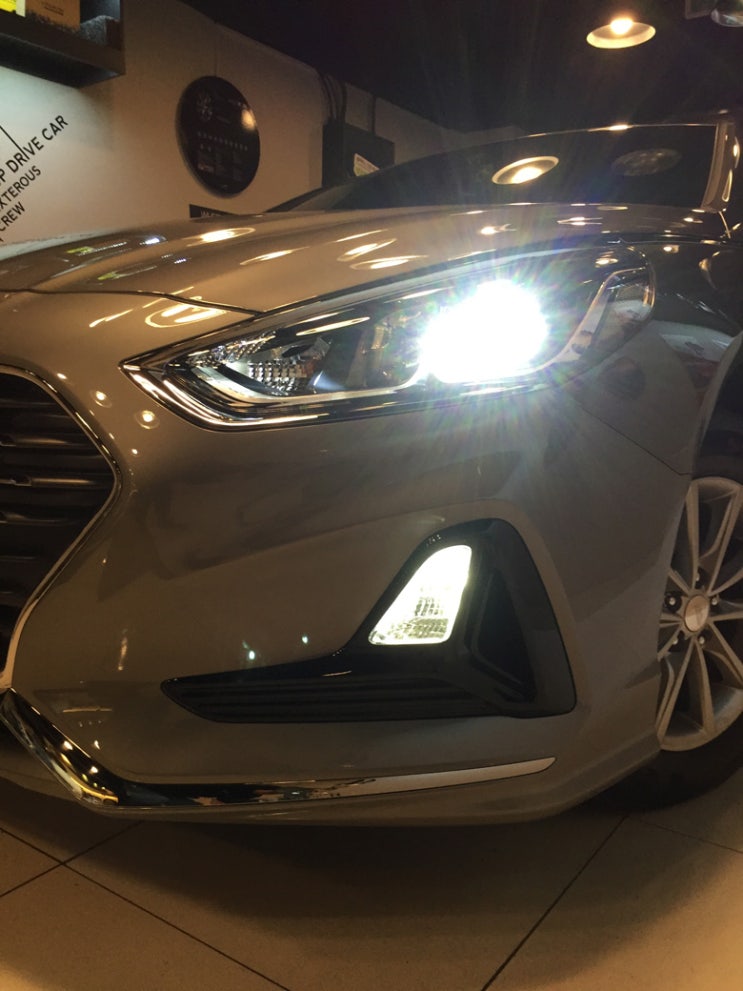 쏘나타 뉴라이즈 LED 전조등 기가빔 장착~ LED안개등/LED데이라이트 교체! LED헤드램프/LED전조등 강남서초양재 자동차 ...