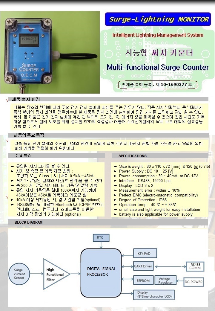 실시간 낙뢰 감시기 지능형 다기능 서지 카운터 multi functional Surge Monitor counter : 네이버 블로그