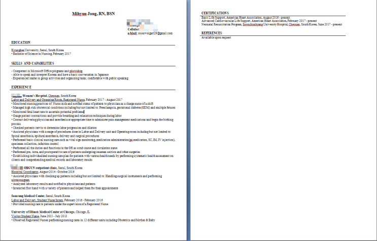 [미국간호사 취업 준비 ⑤] 이력서 및 cover letter 작성하기 : 네이버 블로그