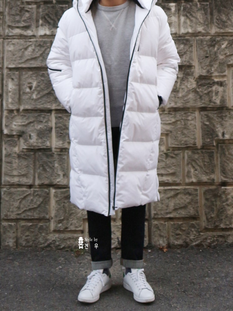 남자겨울코디 화이트 롱패딩 코디 도전 네이버 블로그