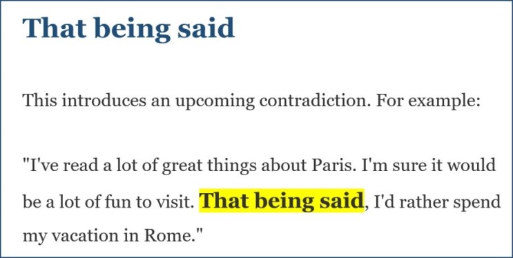 that being said, ~ : 네이버 블로그