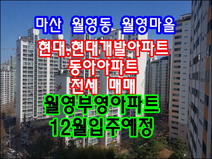 창원♥마산합포구 월영동 월영마을 아파트 급매매♥전세월영부영아파트♥12월분양예정 네이버 블로그