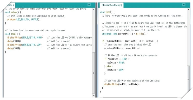 [아두이노 예제] Blink without delay : 네이버 블로그