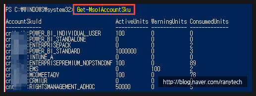 Office 365 PowerShell을 사용하여 사용자 계정에 라이선스를 할당 하기 : 네이버 블로그