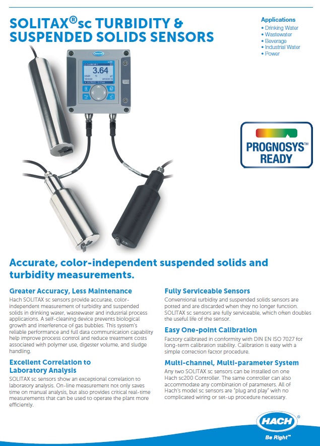 부유물질 Suspended Solids(SS) / 탁도 Turbidity / MLSS / HACH 社 SOLITAX sc ...