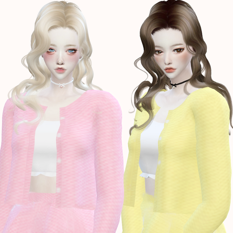 [심즈4 CC] 여심헤어 NewSea Cleopatra Solid and Shatush Hair Recolor -Mesh ...