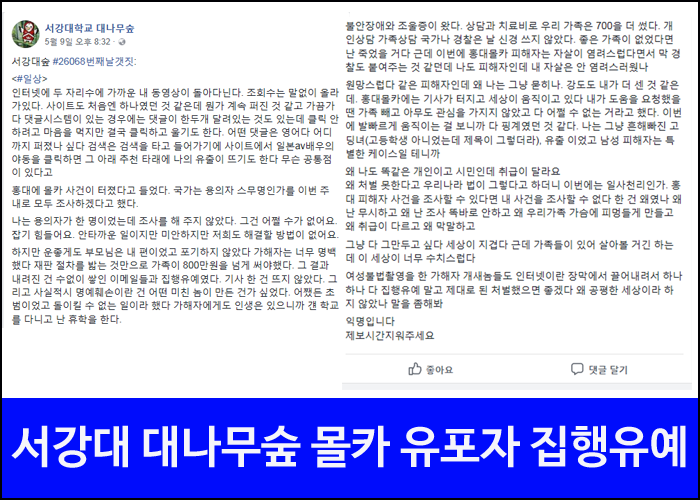 서강대학교 대나무숲 몰카 동영상 유포자 집행유예 : 네이버 블로그